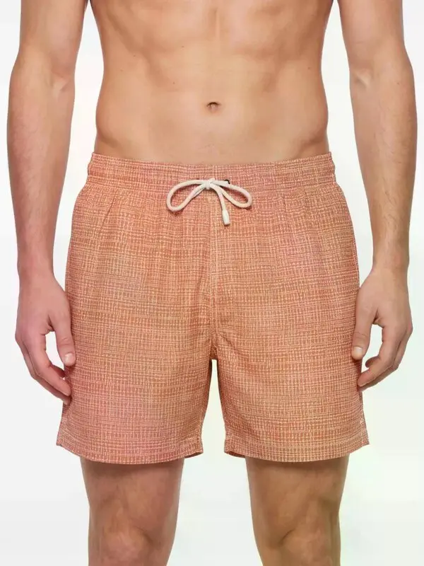 Canali Textured Swim Shorts - Brown