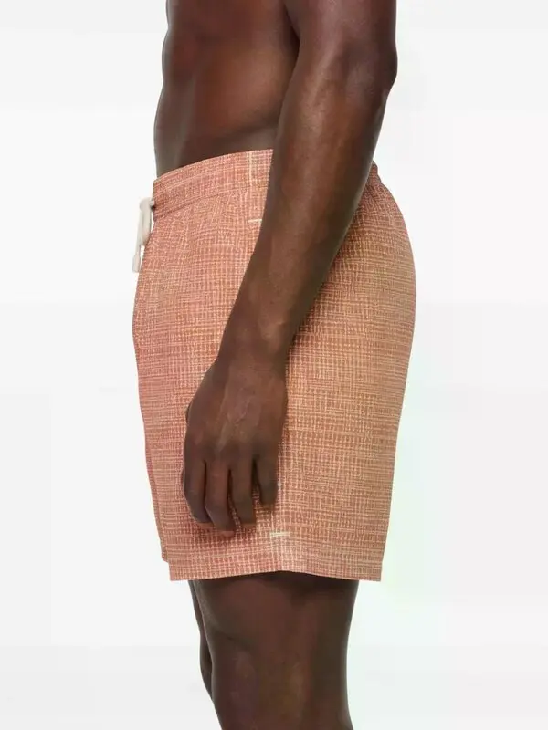Canali Textured Swim Shorts - Brown