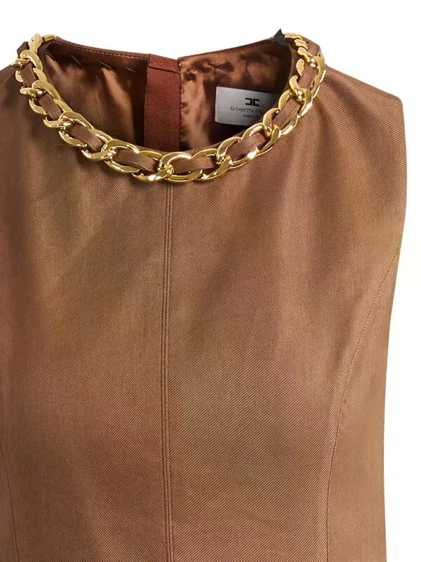 Elisabetta Franchi Chain Detail Sleeveless Crop Top - Brown