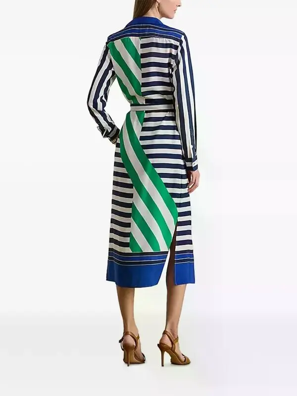 Ralph Lauren Striped Tie-waist Midi Shirt Dress