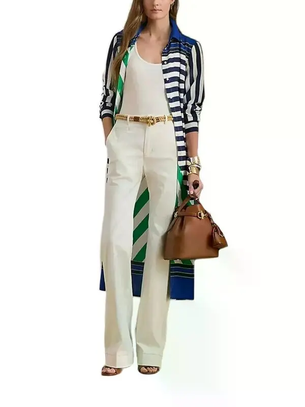 Ralph Lauren Striped Tie-waist Midi Shirt Dress