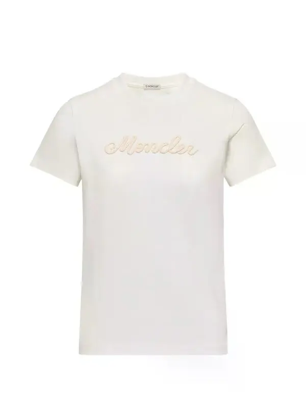 Moncler Logo-embroidered T-shirt - Neutrals