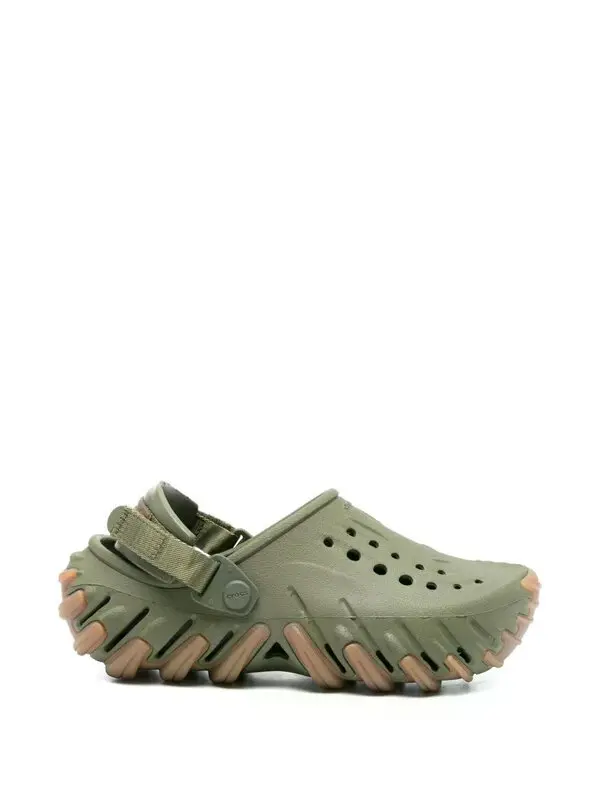 CROCS Perforated Strap Slippers - Green