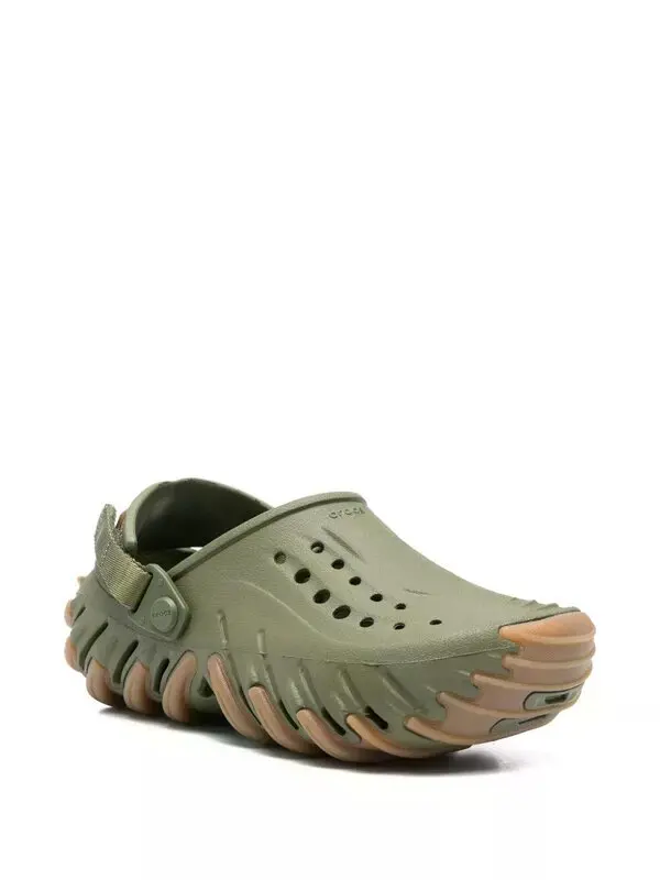 CROCS Perforated Strap Slippers - Green