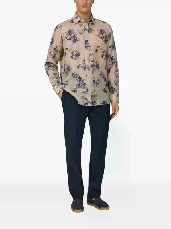 Boggi Milano Linen Trousers - Blue