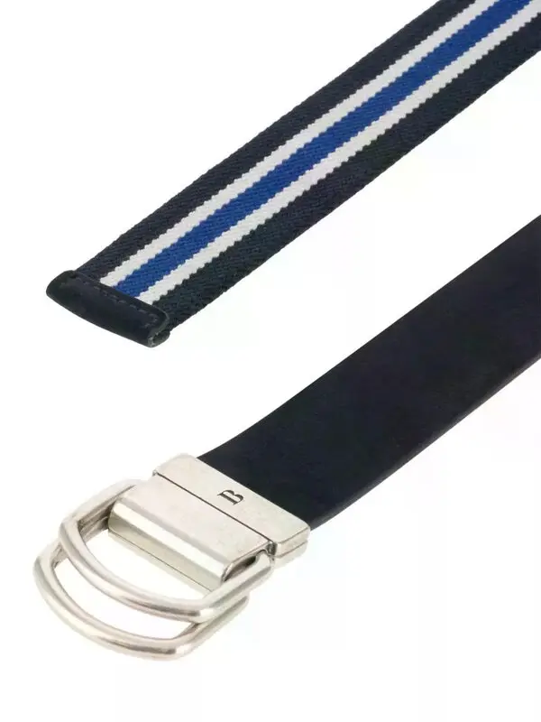 Boggi Milano Leather And Stretch Band Belt With Double-ring Buckle - Blue