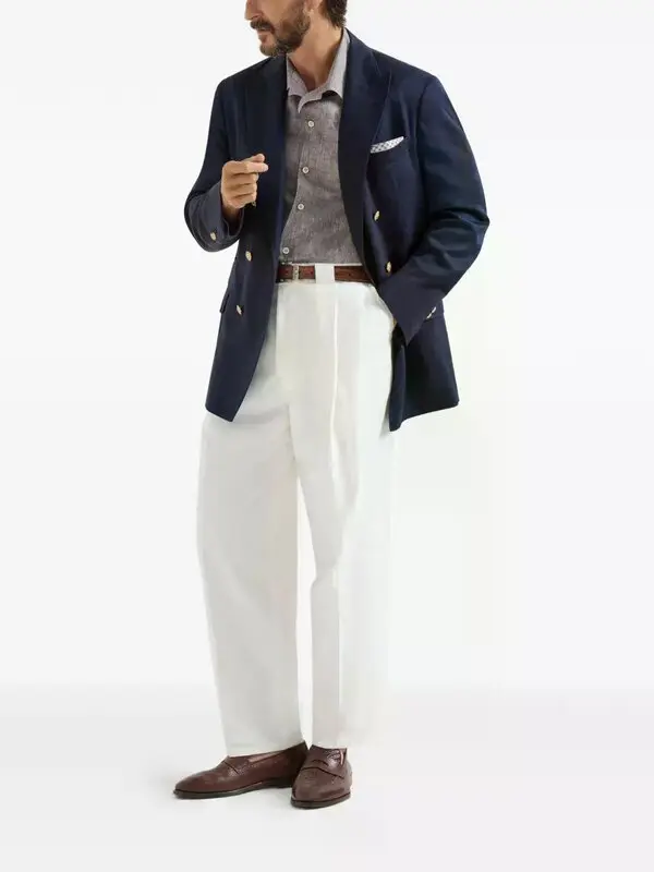 Brunello Cucinelli Camp-collar Short-sleeve Shirt - Grey