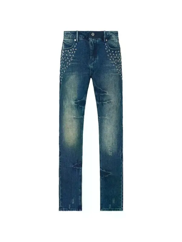 RtA Embroidered Skinny Jeans - Blue