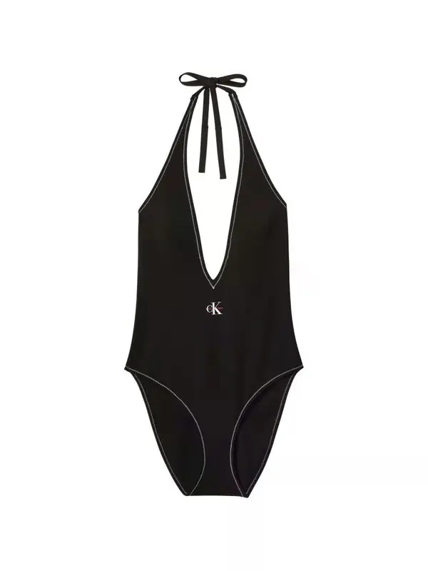 Calvin Klein V-neck One-piece Swimsuit - Black
