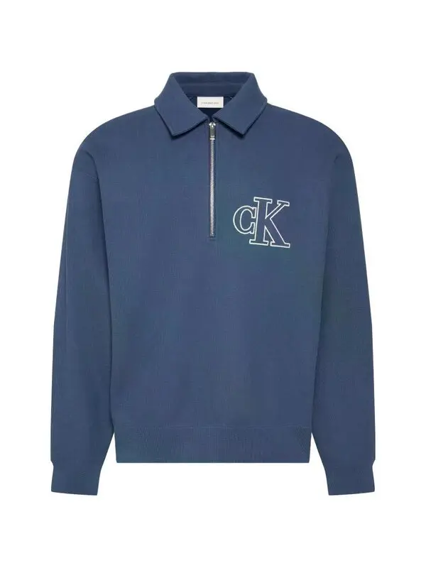 Calvin Klein Zip-fastening Logo-detail Polo Shirt - Blue