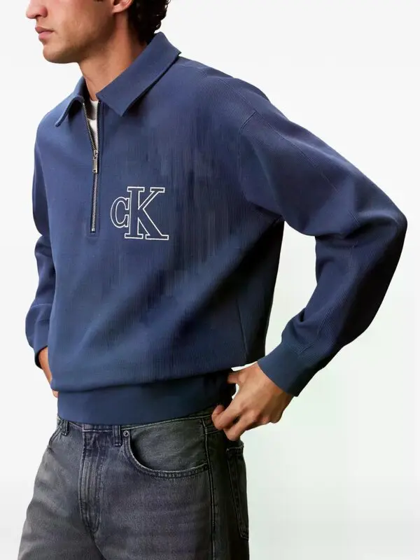 Calvin Klein Zip-fastening Logo-detail Polo Shirt - Blue