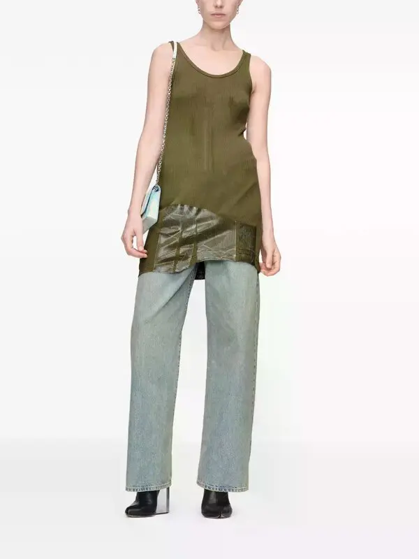 MAISON MARGIELA Ribbed Texture Mini Dress - Green