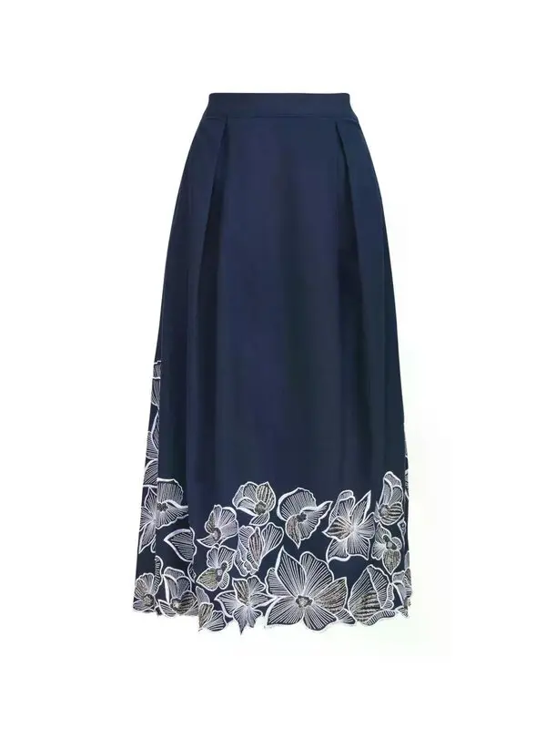 TOCCIN Stacy Floral Midi Skirt - Blue