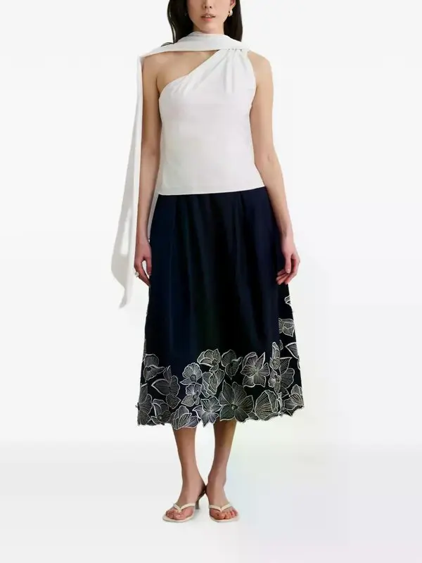 TOCCIN Stacy Floral Midi Skirt - Blue