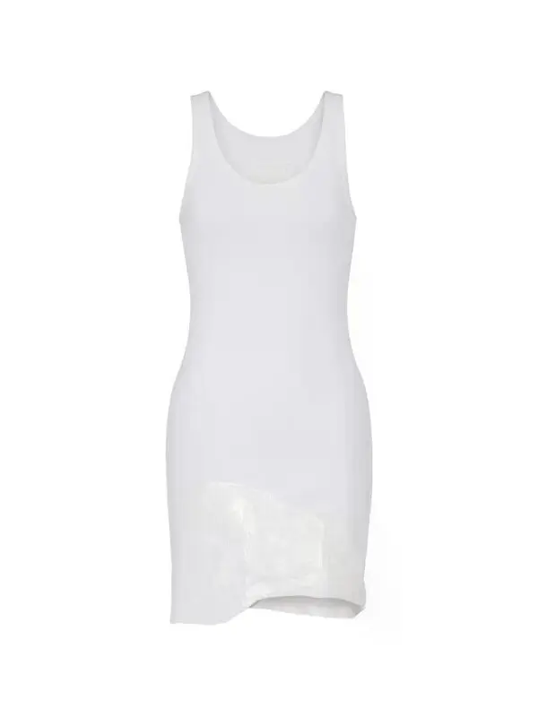 MAISON MARGIELA Ribbed Mini Dress With Transparent Tape Detail - White