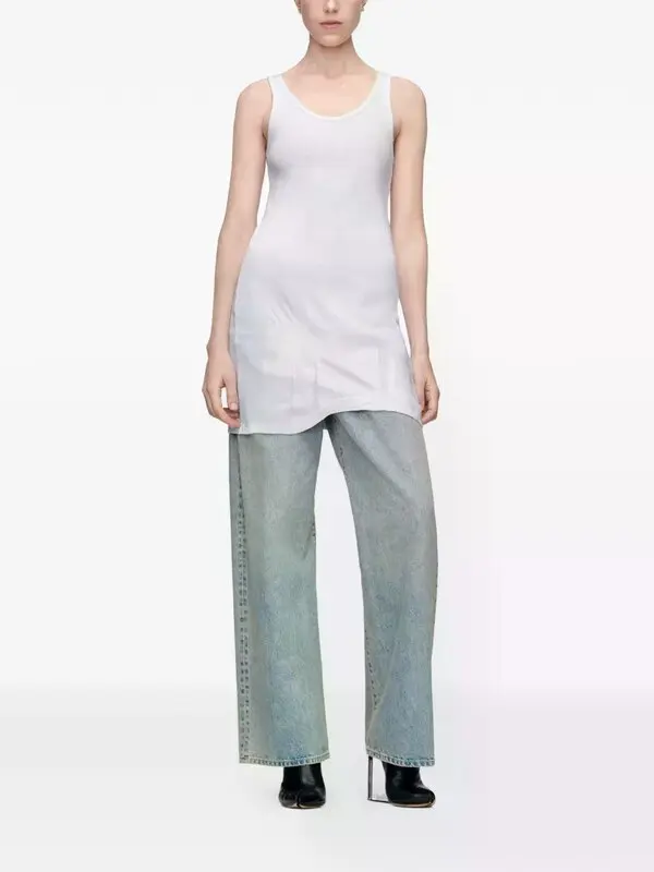 MAISON MARGIELA Ribbed Mini Dress With Transparent Tape Detail - White