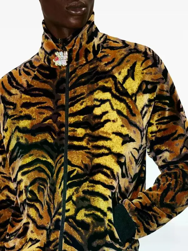 Kenzo Tiger Velvet-jacquard Jacket - Yellow