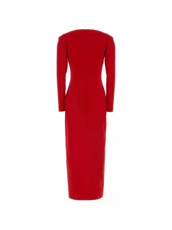 Alessandra Rich Cady V-neck Button Maxi Dress