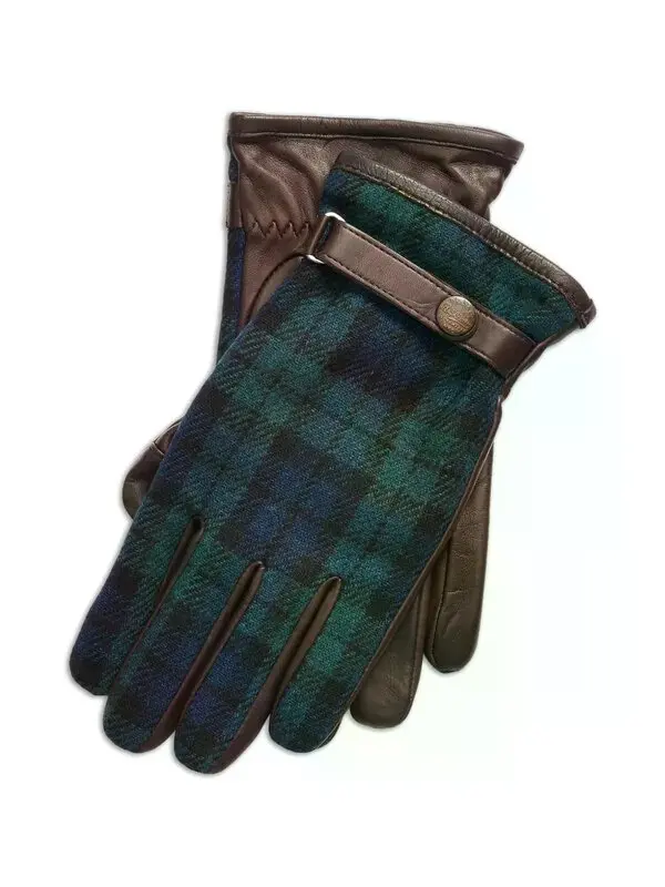 Polo Ralph Lauren Tartan Pattern Leather Gloves - Brown