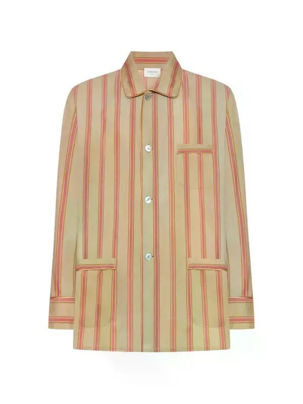 Saint Laurent Striped Pyjama Top - Neutrals