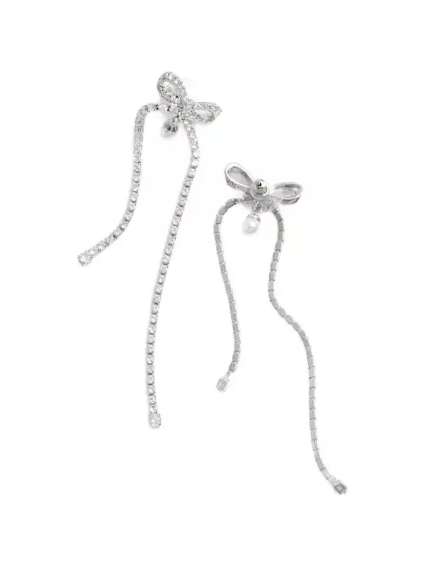 SELF-PORTRAIT Crystal-embellished Bow Drop Earrings