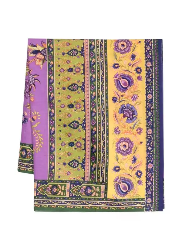 Etro Floral-print Cotton Scarf - Purple