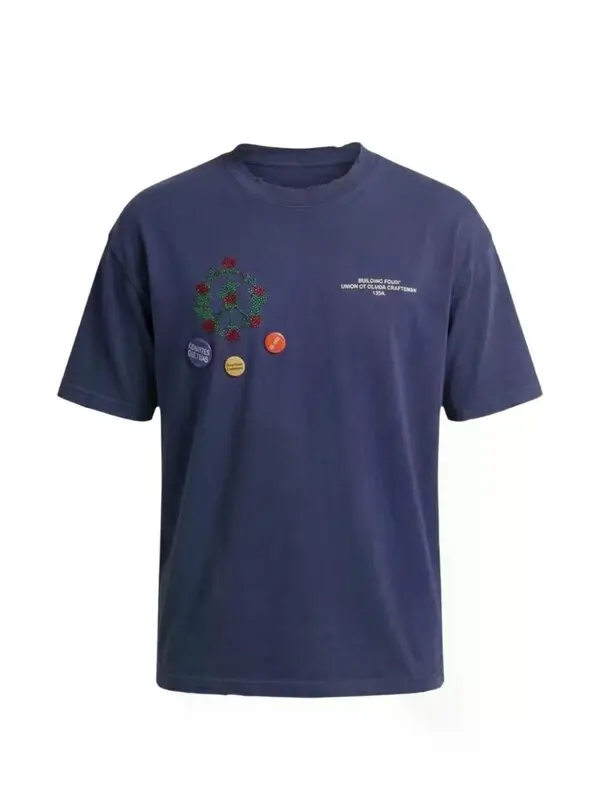 BLDG4 Beaded-embellishment T-shirt - Blue