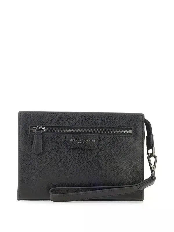 GIANNI CHIARINI Zip-fastening Leather Clutch - Black