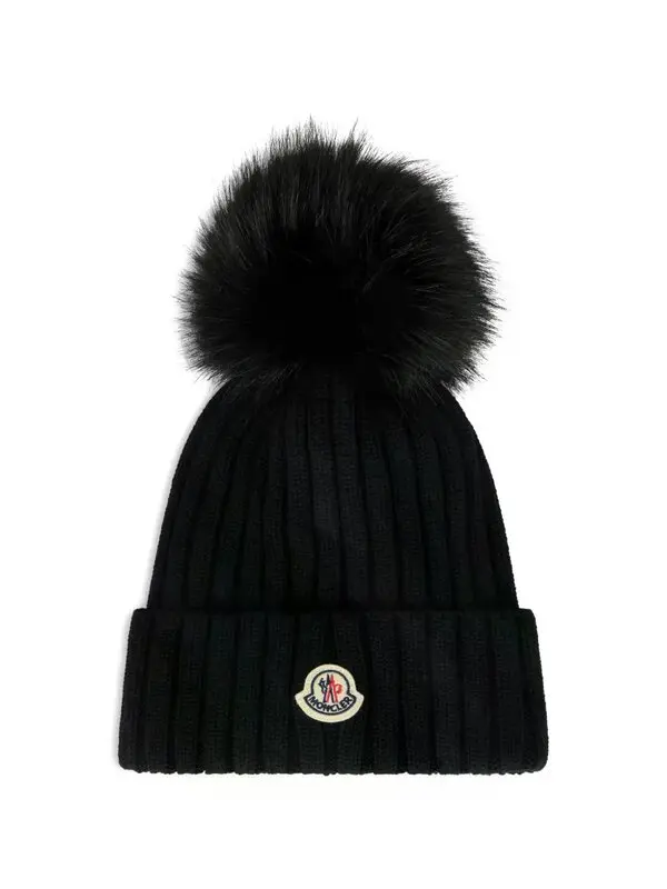 Moncler Logo-appliqué Beanie - Black