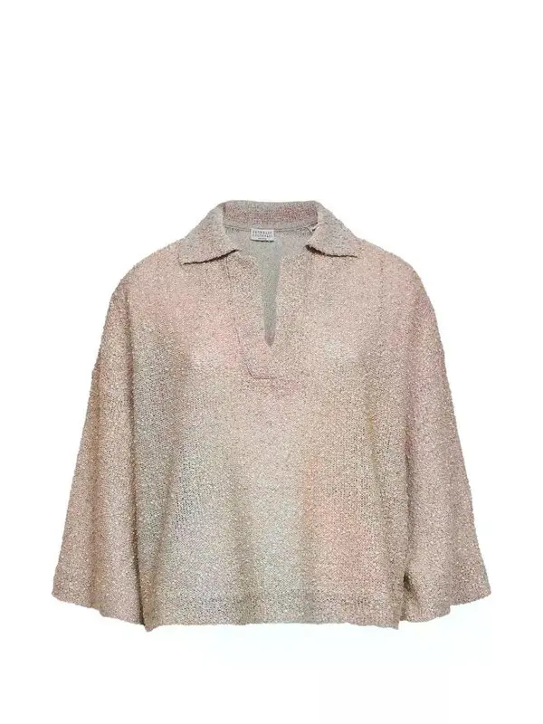 Brunello Cucinelli Sequin-embroidered V-neck Top
