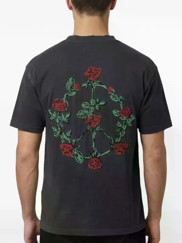 BLDG4 Flower-embroidered T-shirt - Grey