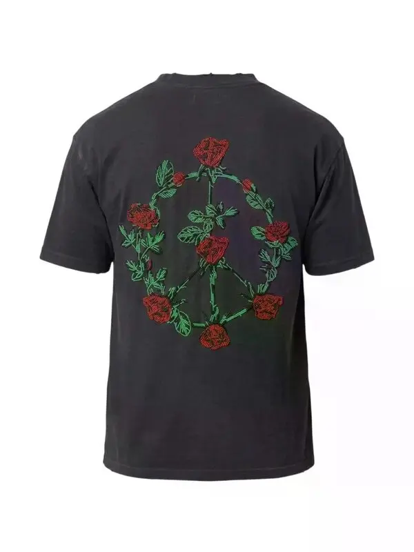 BLDG4 Flower-embroidered T-shirt - Grey