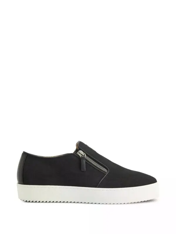 GIUSEPPE ZANOTTI Logo-plaque Slip-on Sneakers - Black