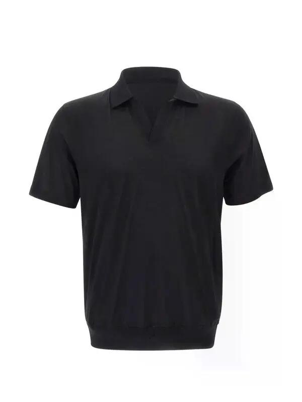 GRAN SASSO Ribbed V-neck Polo-collar T-shirt