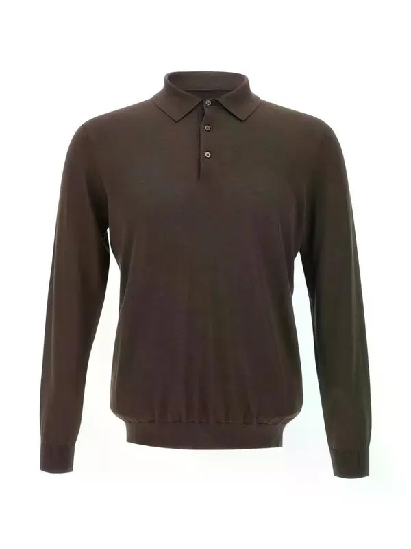 KANGRA Long-sleeve Silk Polo Shirt