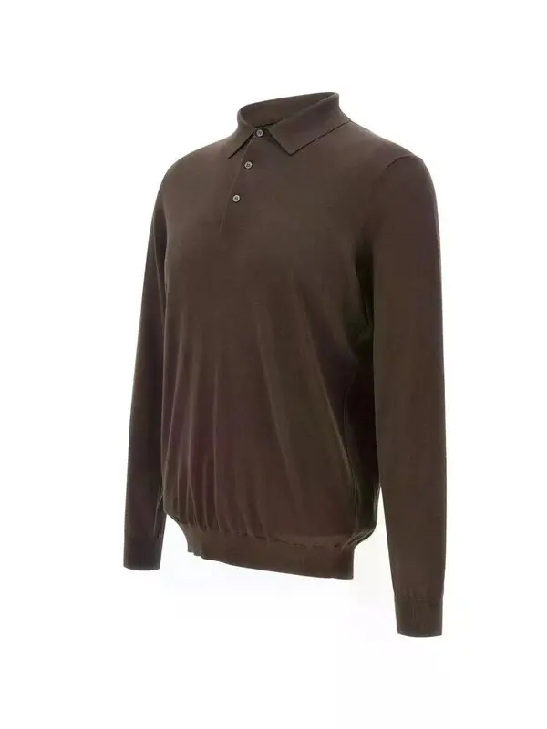 KANGRA Long-sleeve Silk Polo Shirt