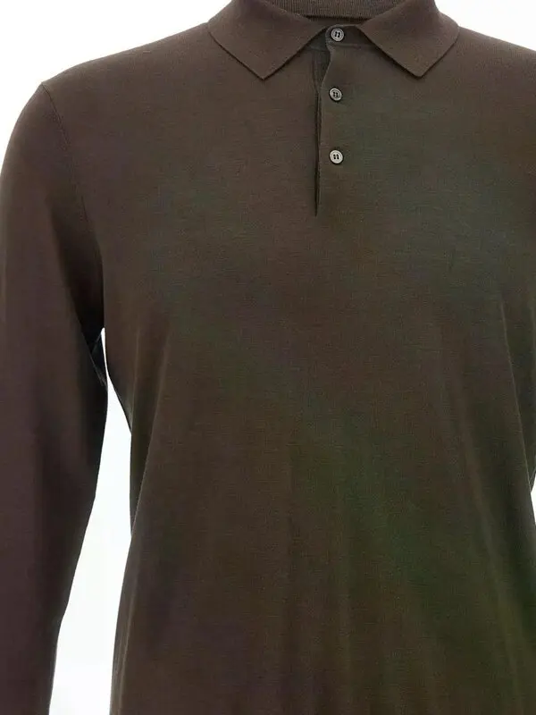 KANGRA Long-sleeve Silk Polo Shirt
