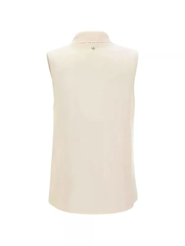 Liu Jo Georgette Sleeveless Top With Lapel And Knot Detail - Neutrals