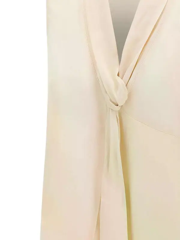 Liu Jo Georgette Sleeveless Top With Lapel And Knot Detail - Neutrals