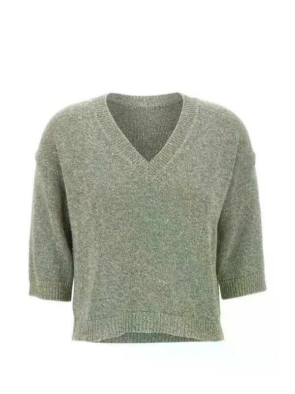 KANGRA Sequin-embellished V-neck Blouse