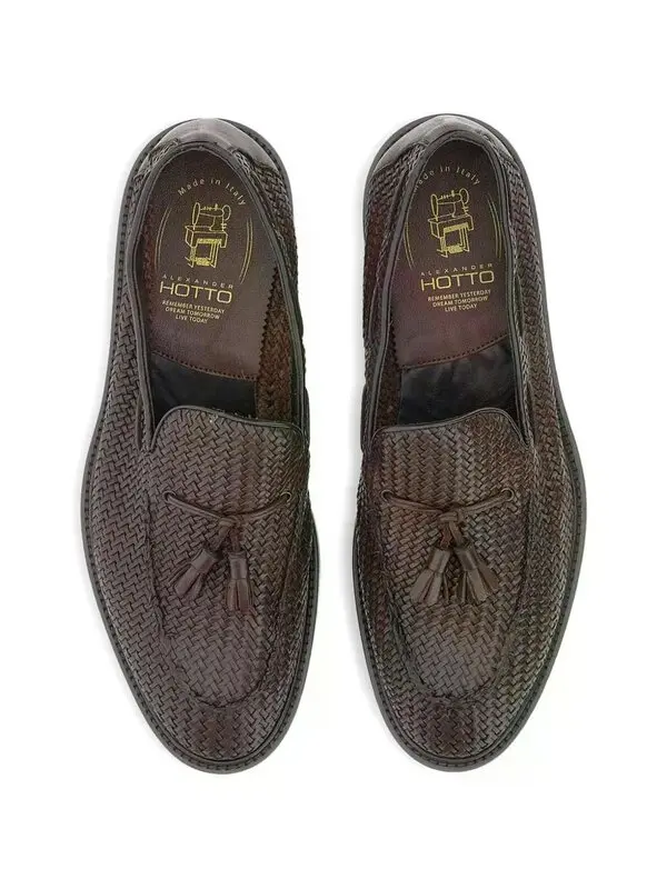 ALEXANDER HOTTO Woven Tassel Loafers - Brown