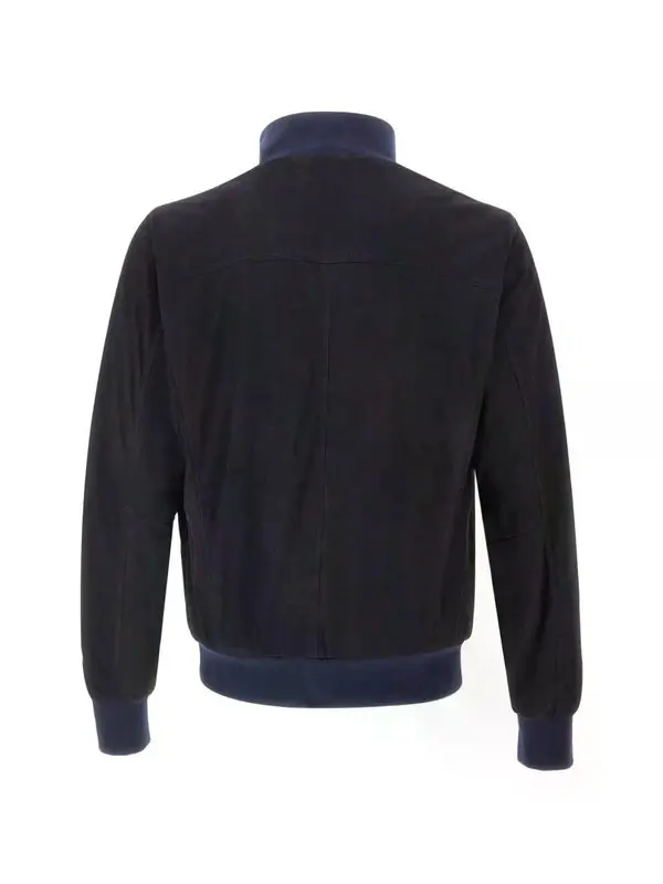 BARBA NAPOLI High-collar Suede Jacket - Blue