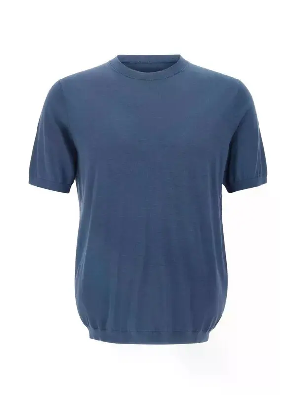 KANGRA Short-sleeve Ribbed Sweatshirt - Blue