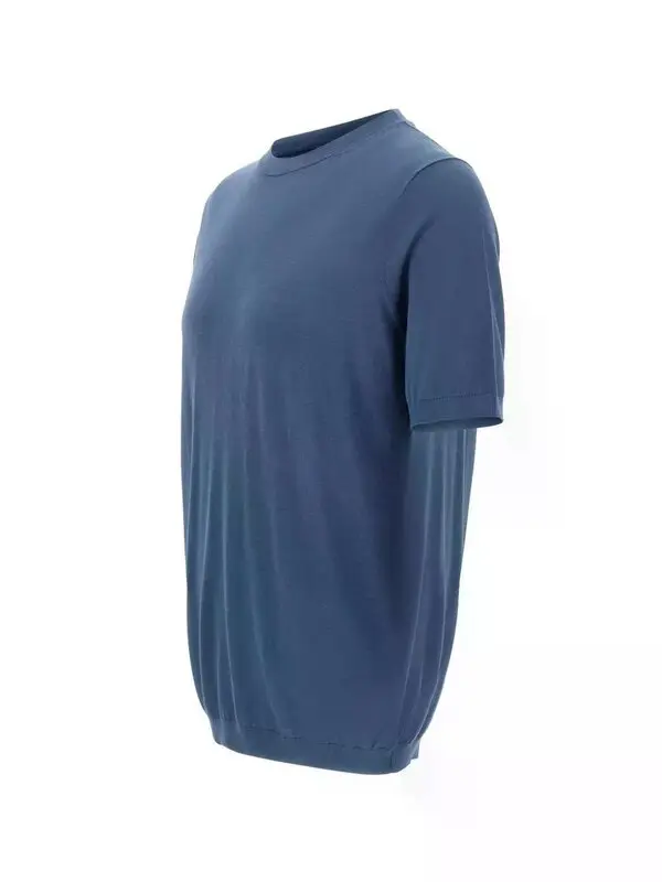 KANGRA Short-sleeve Ribbed Sweatshirt - Blue