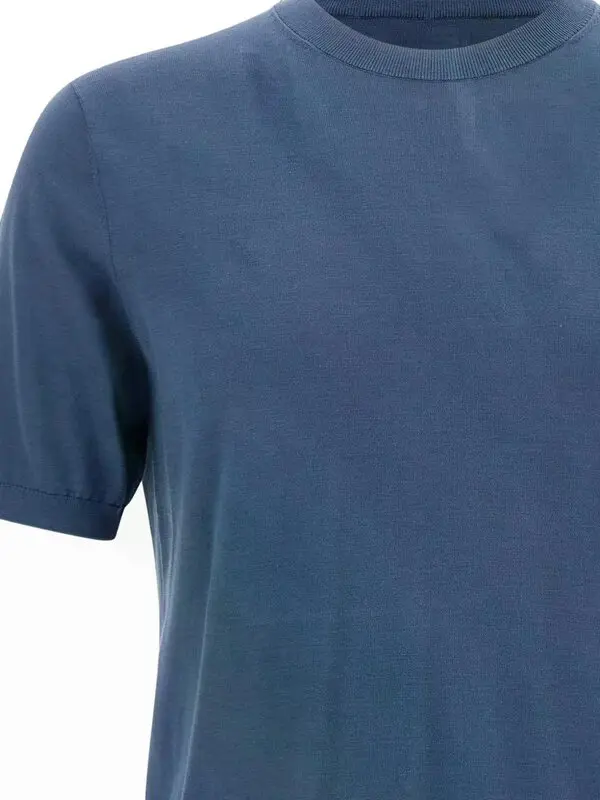KANGRA Short-sleeve Ribbed Sweatshirt - Blue