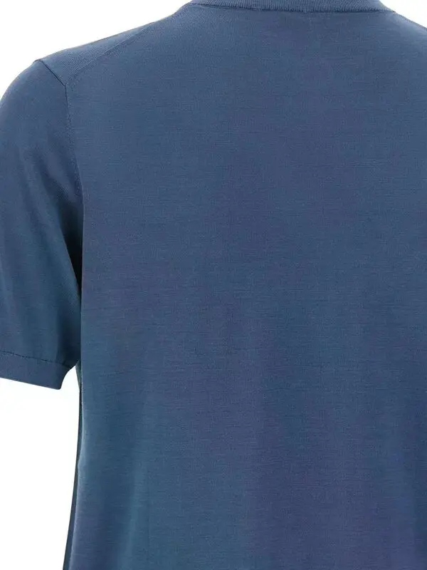KANGRA Short-sleeve Ribbed Sweatshirt - Blue