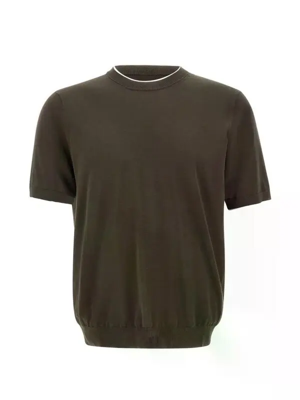 KANGRA Short-sleeve Cotton Sweater - Brown