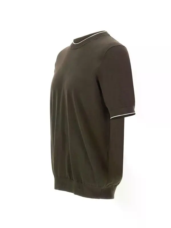 KANGRA Short-sleeve Cotton Sweater - Brown