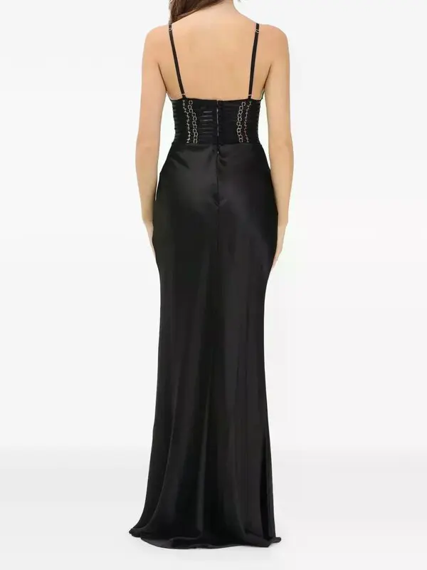 Elisabetta Franchi Satin Gown With Tulle Inserts - Black
