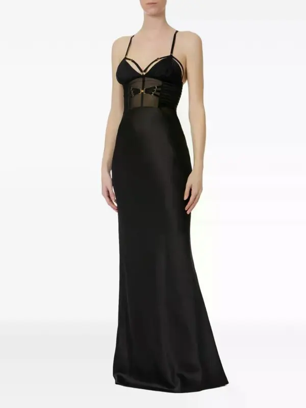 Elisabetta Franchi Satin Gown With Tulle Inserts